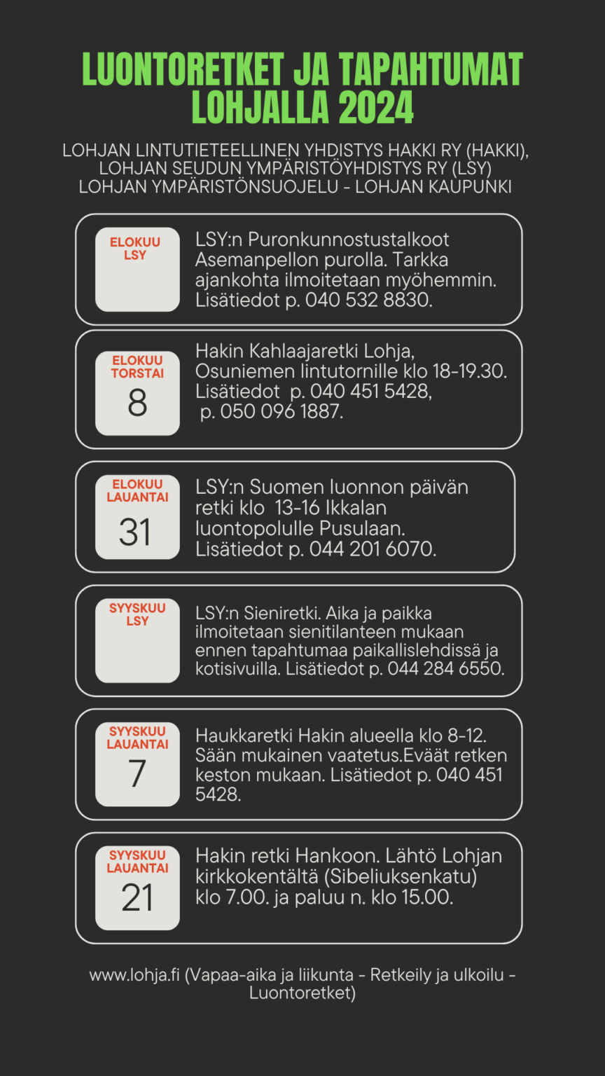 Kesän luontoretket ja -tapahtumat Lohjalla - Lohja